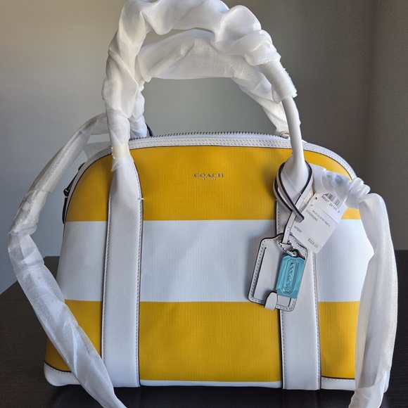 Coach | Bags | Coach Bold Yellow And White Satchel | Poshmark